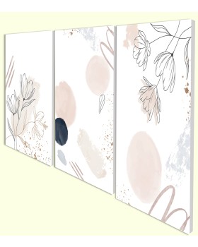 SET DE 3 CUADROS FLOR LINE